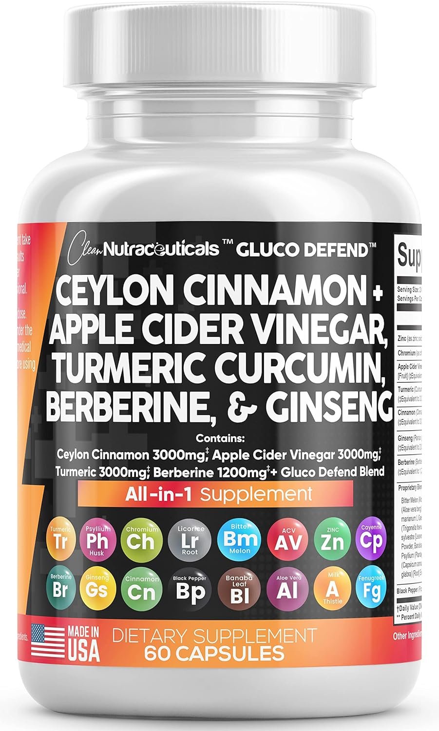 Clean Nutraceuticals Ceylon Cinnamon 3000mg Turmeric 3000mg Apple Cider ...